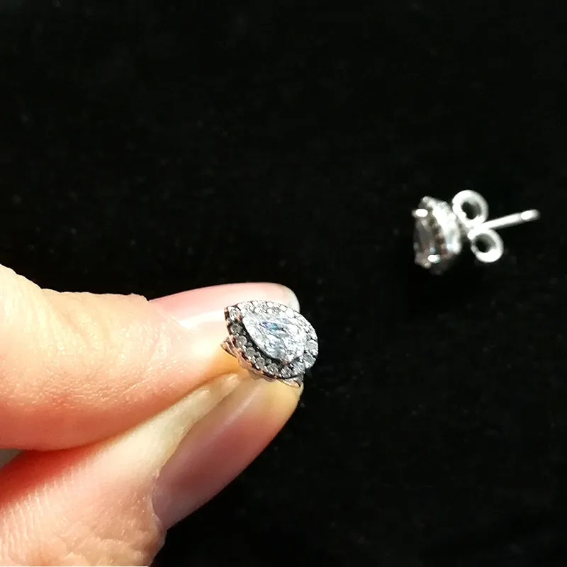 925 Sterling Silver Teardrop Halo Stud Earrings With Original Pandora Box Perfect For Weddings Parties And Engagements Ideal Gift For Women Girls Girlfriends From Pandora home 7.6 DHgate.Com