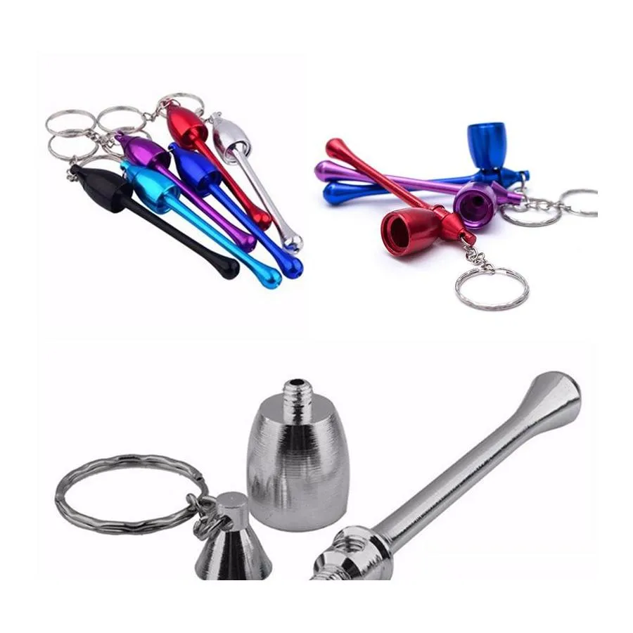 Smoking Pipes Outdoor Portable Smoke Pipe Keychain Aluminum Alloy Metal ...