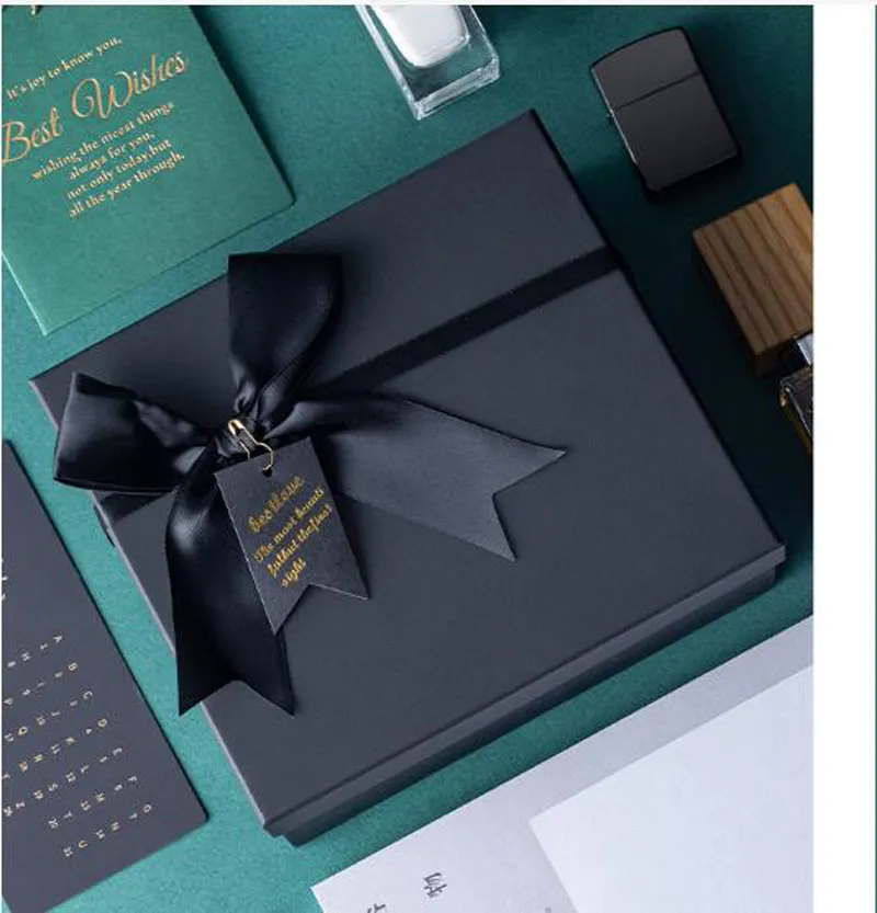 Black Gift Boxes With Lids Bow Design Gift Packaging For Presents ...
