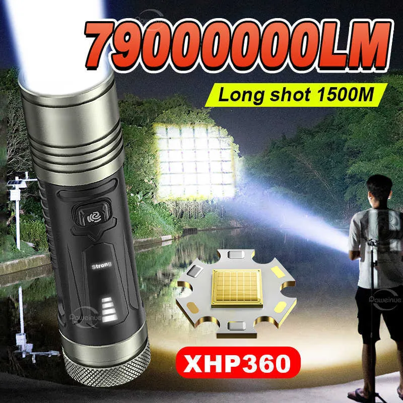 Flashlights Torches Rechargeable Flashlight XHP360 High Power Led ...