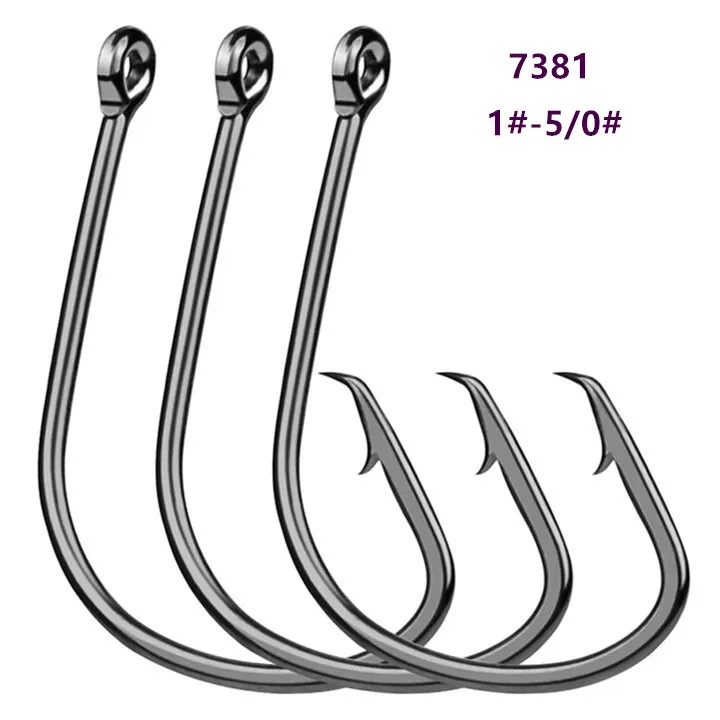 1#-5/0# 7381 Sport Circle Hooks High Carbon Steel Barbed Hooks Asian ...