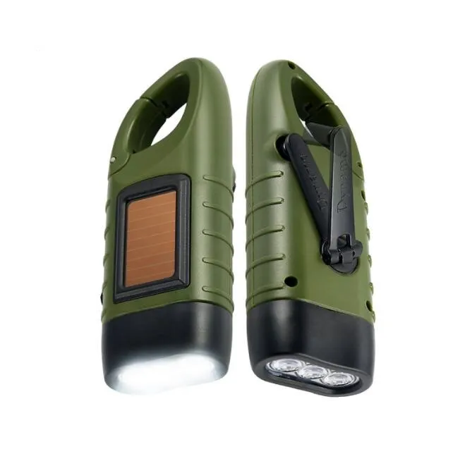 Rechargeable LED Solar tiny flashlight with Hand Crank, Waterproof ...
