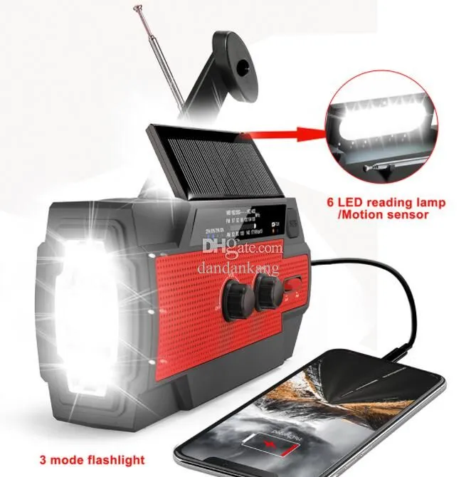 Emergency Weather Radio With Flashlight & Speaker Portable Hand Crank ...
