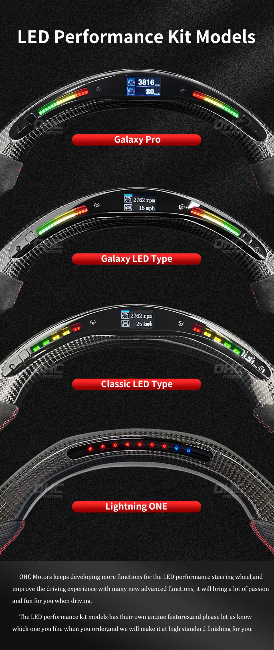 LED Performance Steering Wheel for Honda - Carbon Fiber Racing Wheel ...