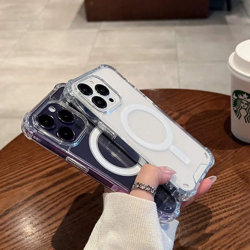 Luxury Clear Magnetic Wireless Charging Case For IPhone Shockproof Hard ...