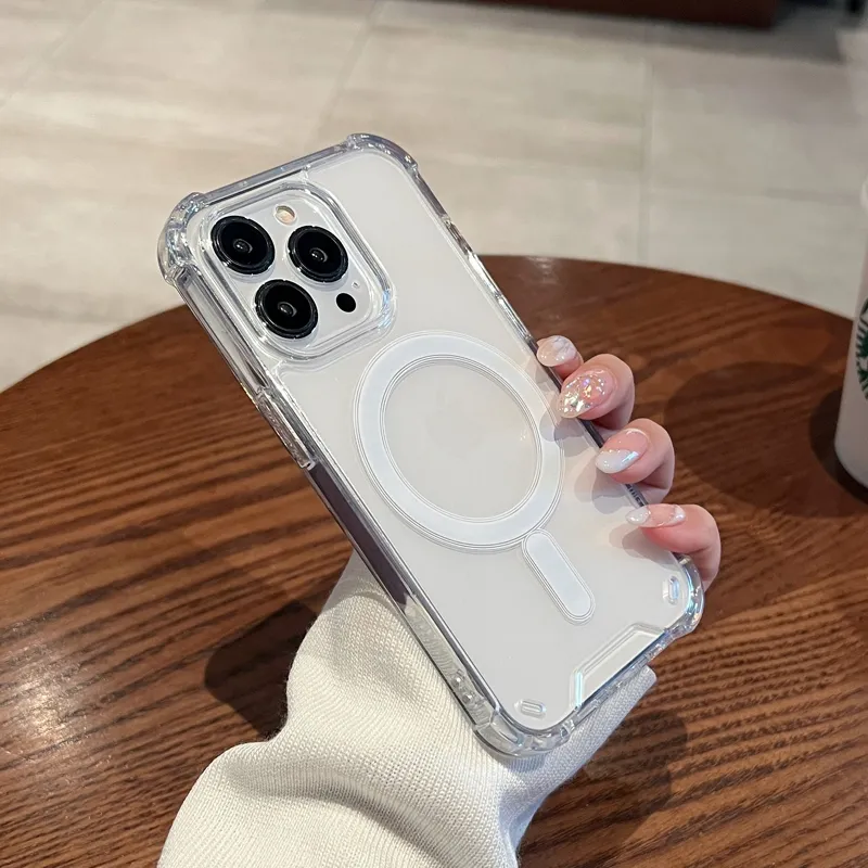 Luxury Clear Magnetic Wireless Charging Case For IPhone Shockproof Hard ...