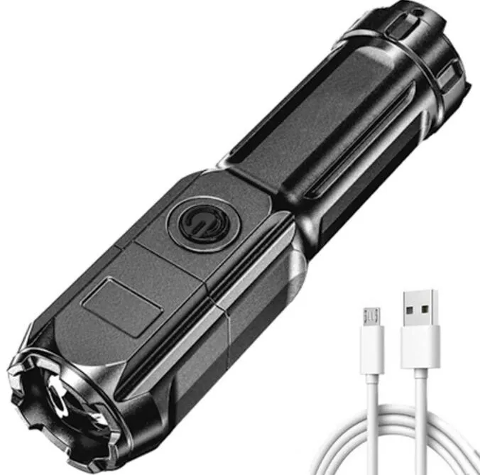 Powerful USB Rechargeable Usb Flashlight With Zoom For Hiking, Camping ...