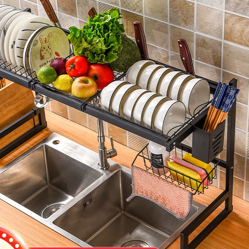 Stainless Steel dish drying rack with Drain Organizer - 65/85cm Kitchen ...