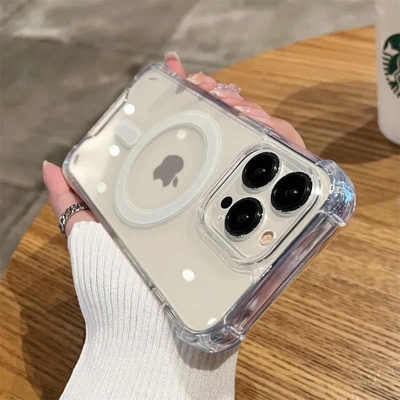 Luxury Clear Magnetic Wireless Charging Case For IPhone Shockproof Hard ...