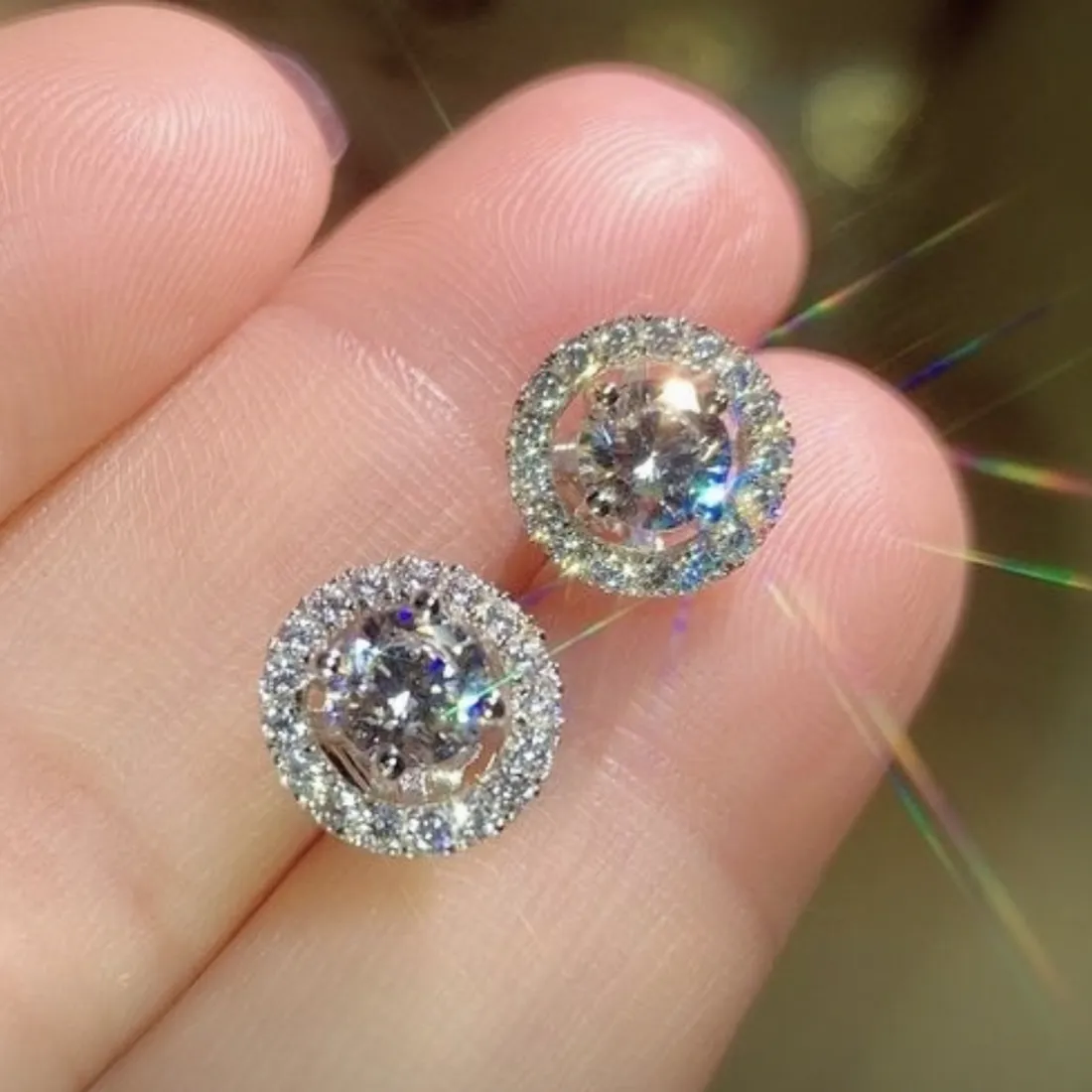 Classic 925 Sterling Silver Stud Earrings 4mm Round Simulated Diamond ...