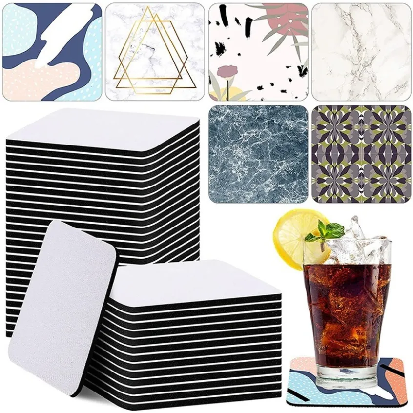 Wholesale Square Sublimation Coaster Blank Rubber Coasters for DIY Home ...