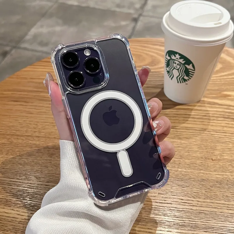 Luxury Clear Magnetic Wireless Charging Case For IPhone Shockproof Hard ...