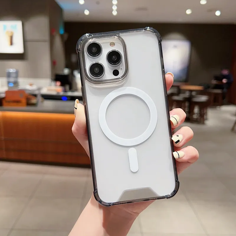 Luxury Clear Magnetic Wireless Charging Case For IPhone Shockproof Hard ...