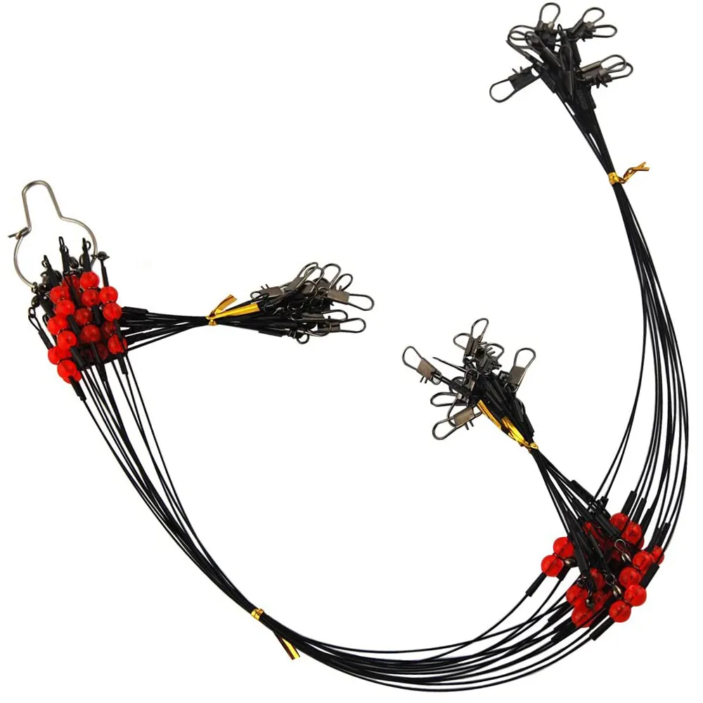 Braid Line Bag Fishing Wire Leader Rigs Trace With Swivels Snaps Beads ...