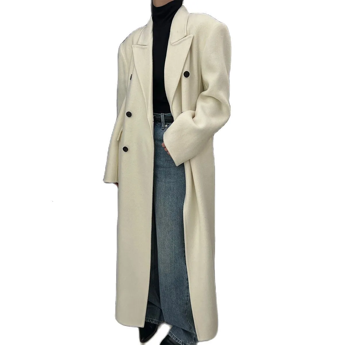 Elegant Women's Wool Coat - Double Breasted Overcoat, Classic Hourglass ...