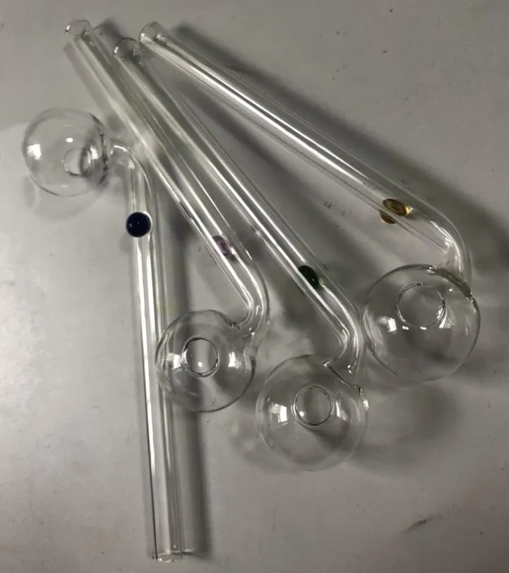 14cm Pyrex Glass Curved Oil Burner Pipe Clear Handheld Smoking Tube ...