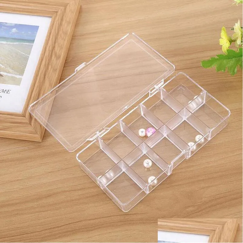 Clear Acrylic Storage Box With 10 Grids For Beads, Jewelry Stores, Nail ...
