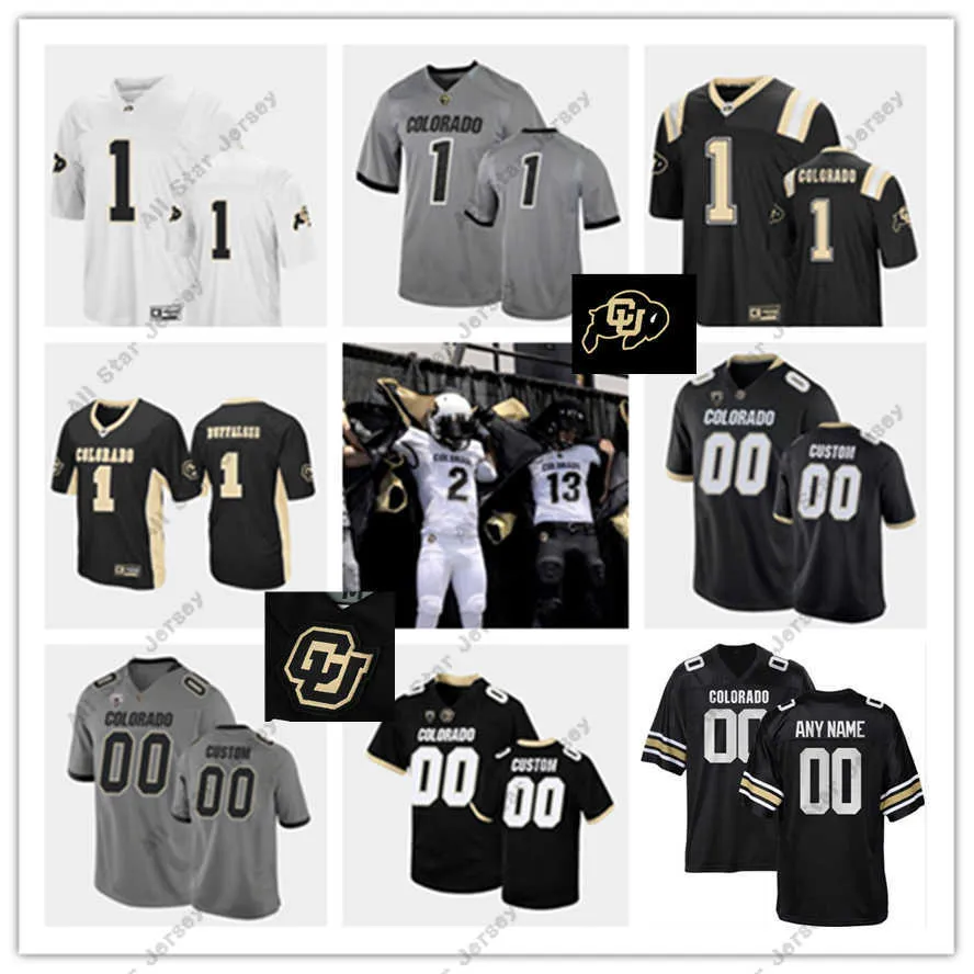 Custom Colorado Buffaloes Stitched Football Jersey In Ash Color From ...