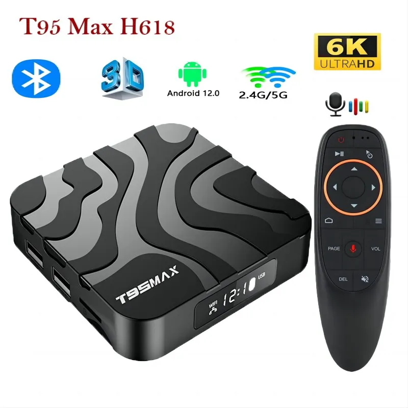 T95 MAX Android 12 Smart TV Box 6K 4GB RAM 64GB ROM Dual-Band WiFi ...