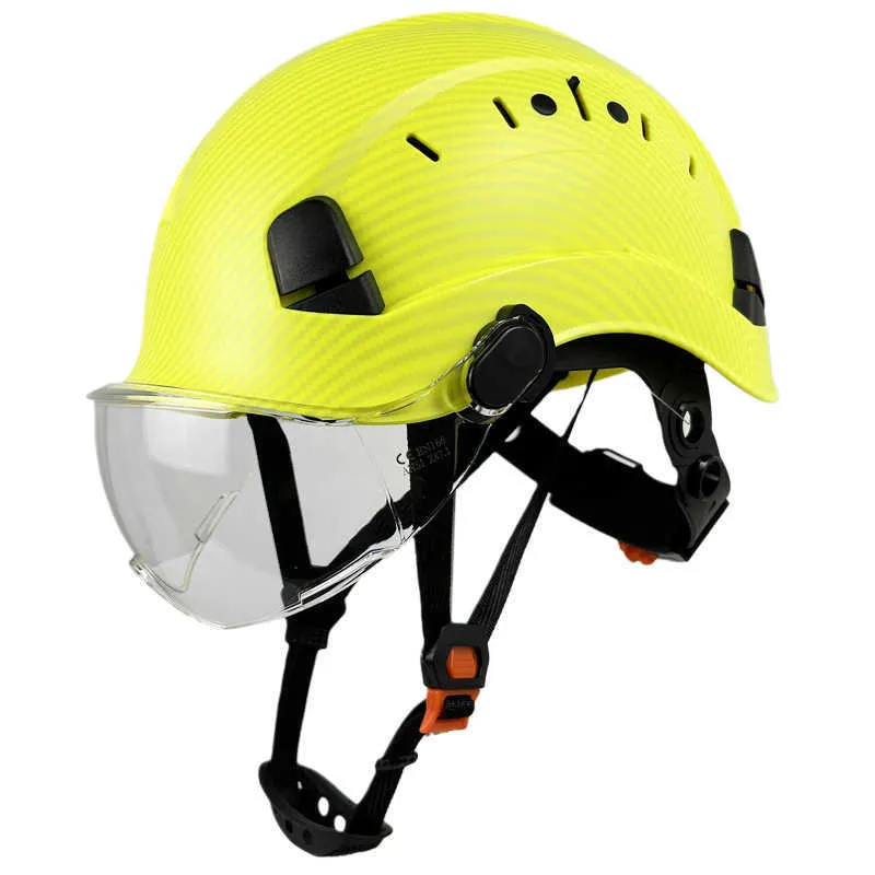Carbon Fiber Style Safety Helmet - Construction Hard Hat with Goggles ...