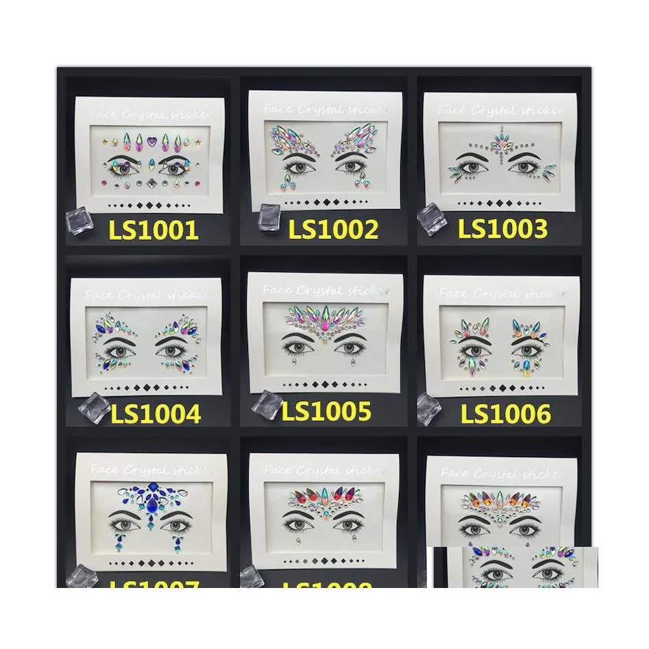 Temporary Tattoos 47 Styles 3D Crystal Glitter Jewels Tattoo Sticker ...