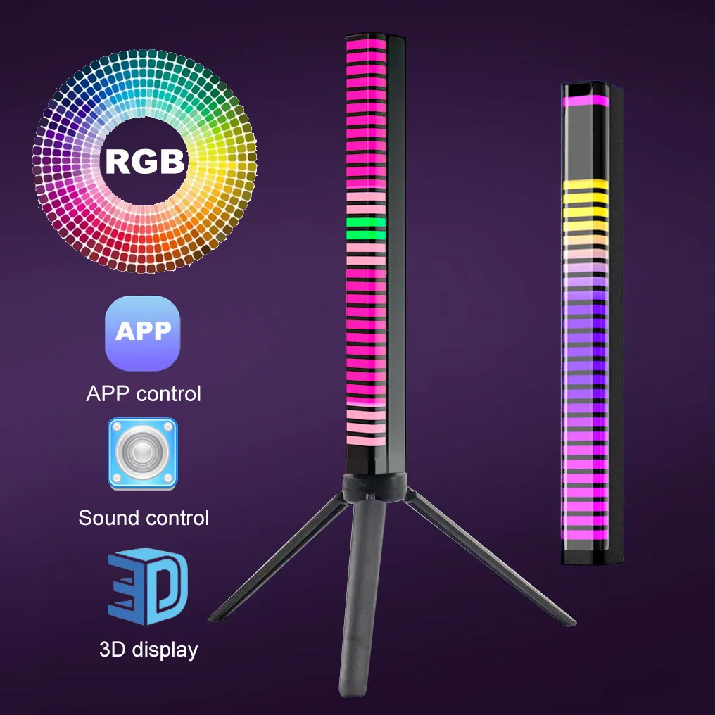 LED Music Rhythm Light Bar with Type-C Charging and Built-in Battery ...