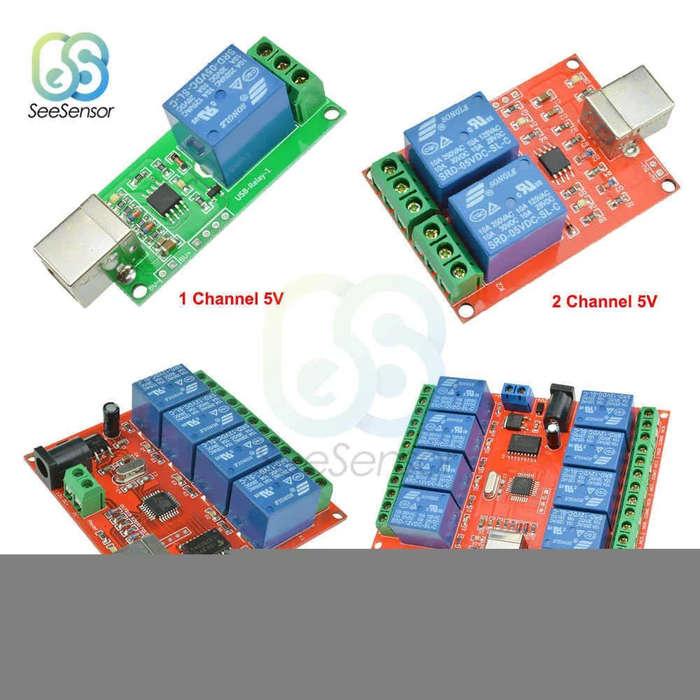 Wholesale SmartHomeUSB Relay Control Switch: 5V/12V/1/2/4/8 Channel Programmable With PC ...