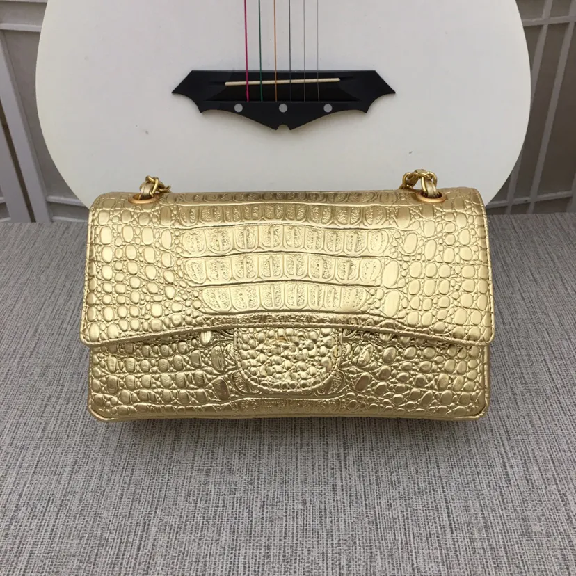 Designer Luxury One Shoulder Bag Tote Gold Chain Top Leather Print 1112 ...