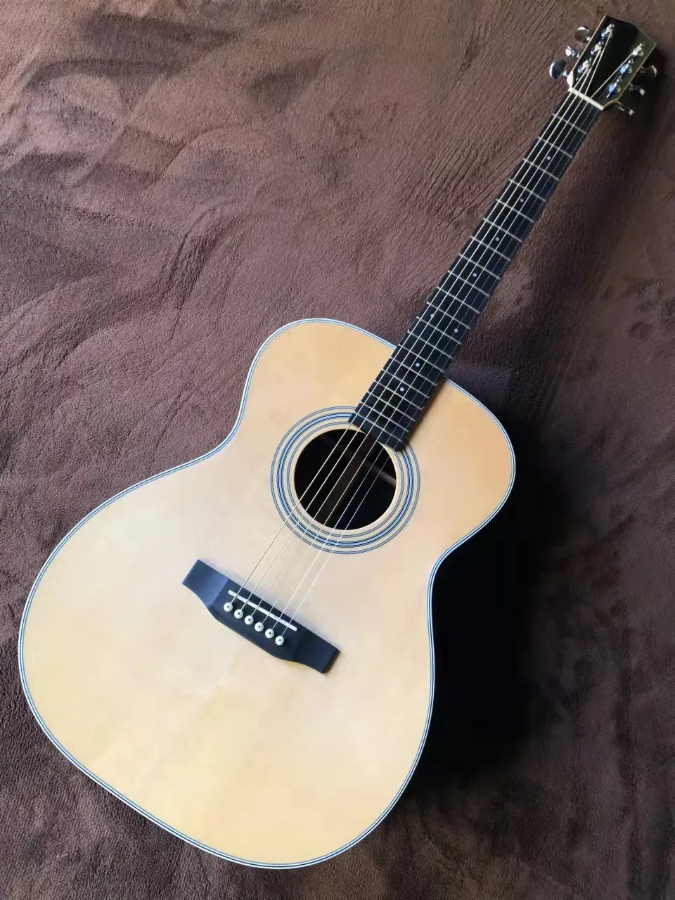 Solid Body Acoustic Guitar: 40 Inch OM Style All Solid Wood Acoustic ...