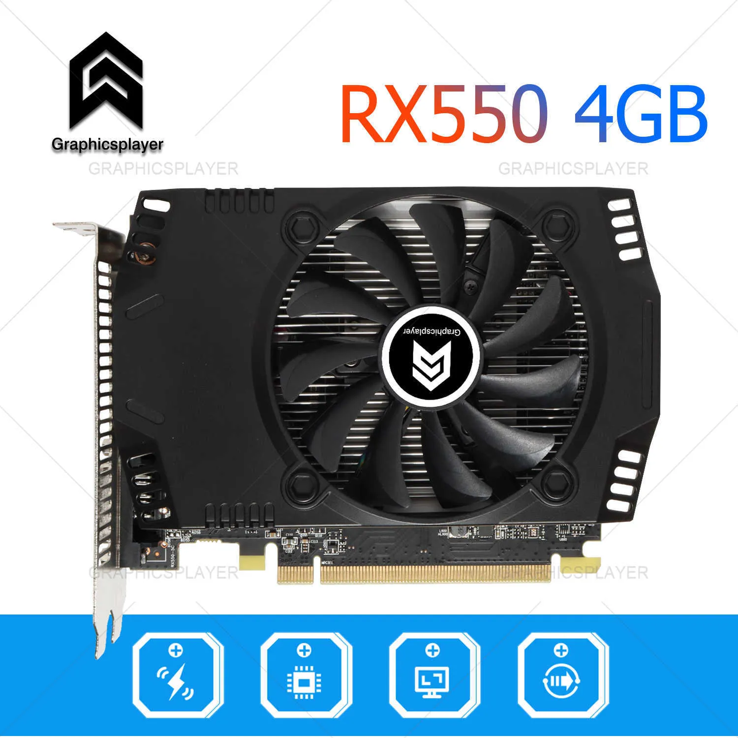 Computer Graphics RX550 4GB 128BIT Video Card PC VGA Game Card For AMD ...