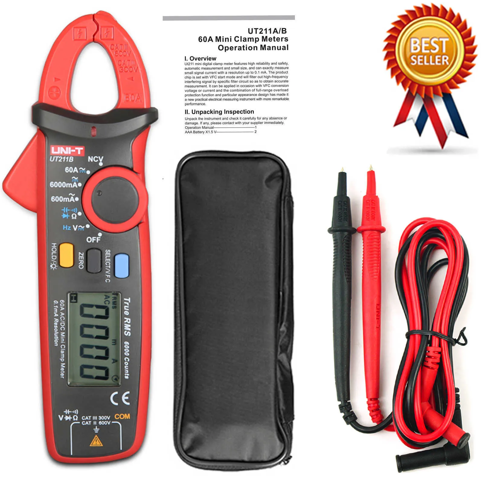 Wholesale UNI T UT211B Digital Clamp Multimeter: 60A AC/DC Current ...