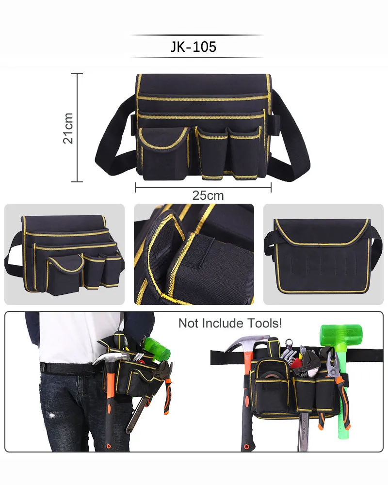 Multi-Pockets tool bag with tools for Electric Drill, Wrench, Clamp ...