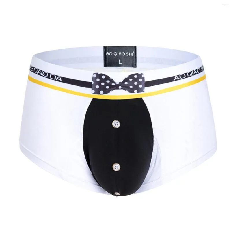 Men's Bowknot Button Bulge Boxer Brief Mens Trunk Underwear With ...