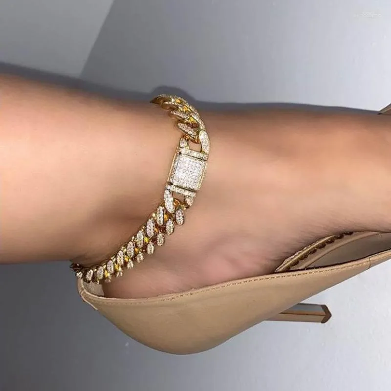 DHgate.com:Chunky Gold Silver Cuban Anklet with Bling CZ Stones, Hip ...
