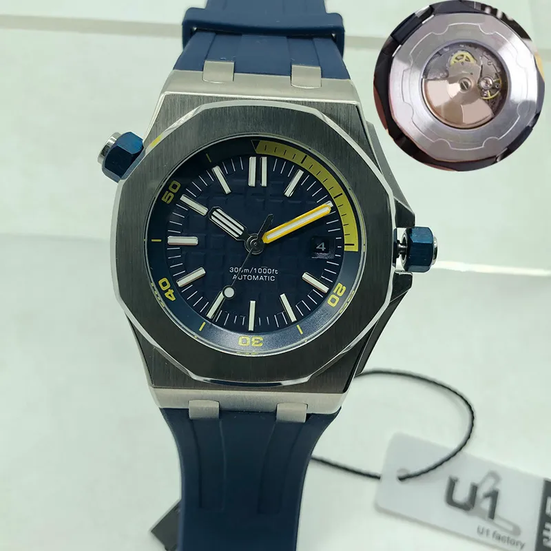 Mens Automatic Mechanical Movement Diving Watch 5 ATM Waterproof Rubber ...