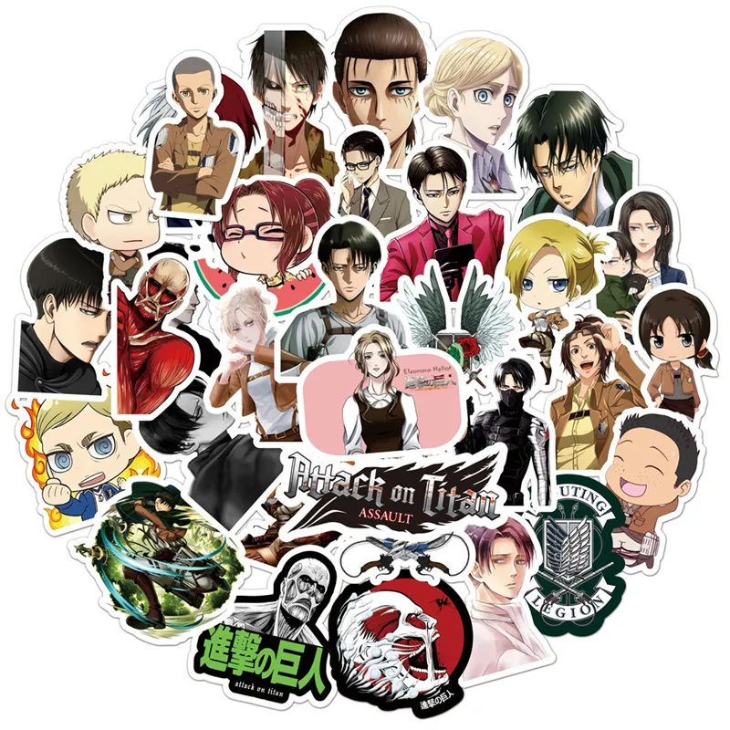 Attack On Titan Vinyl Waifu Stickers Waterproof Anime AOT Decals For ...