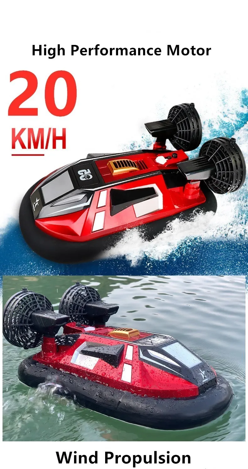 Electric RC Boats Dual Motor Amphibous Remote Control Hovercraft 20KM H 2 4G Anti Collision ...