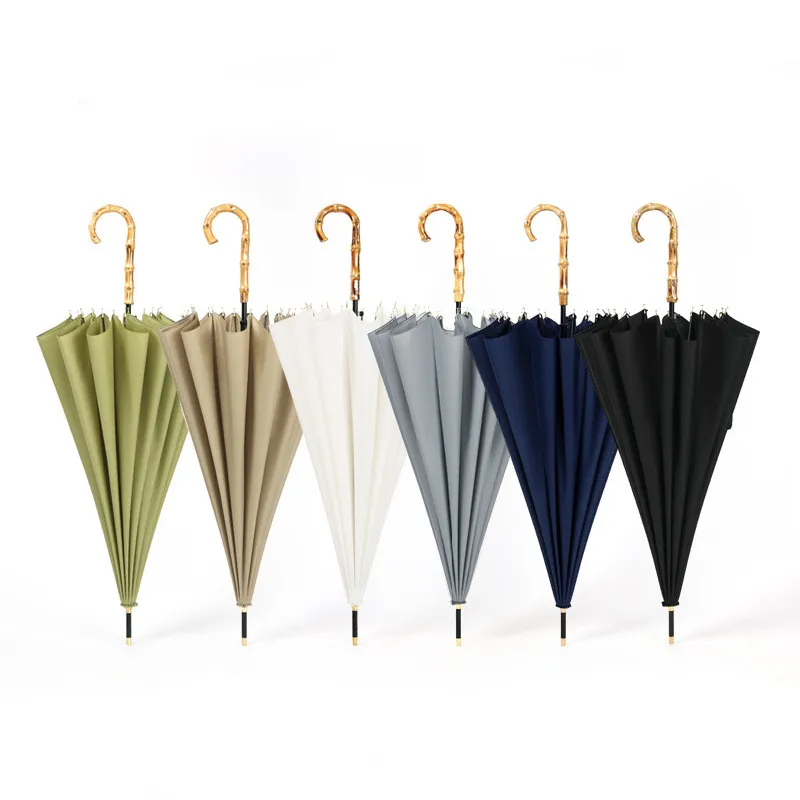 Windproof 16-Rib Umbrella: Strong & Stylish - Classic Long Handle ...