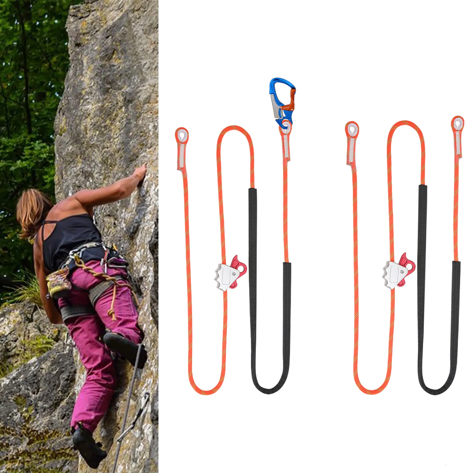 10ft Adjustable Climbing Lanyard - Safety Positioning Rope, Cut ...