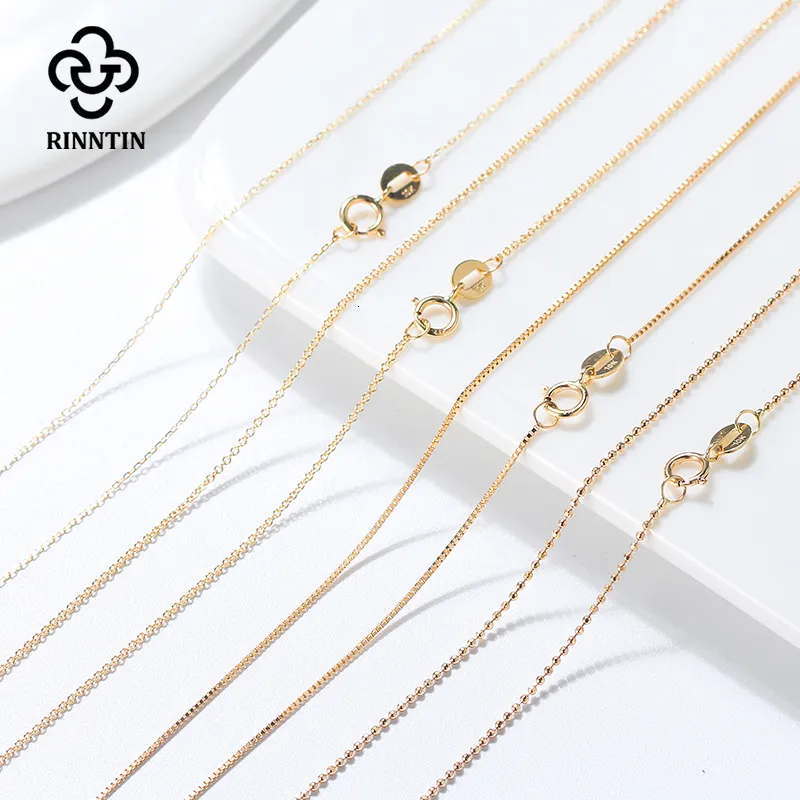 DHgate.com:10K Solid Gold Chain Necklace for Women, AU417 Simple Pure ...