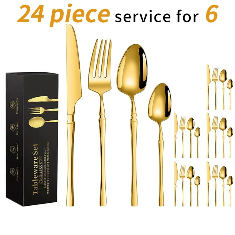Stainless Steel Flatware Set, Elegant Slim Waist Design, Includes Steak ...