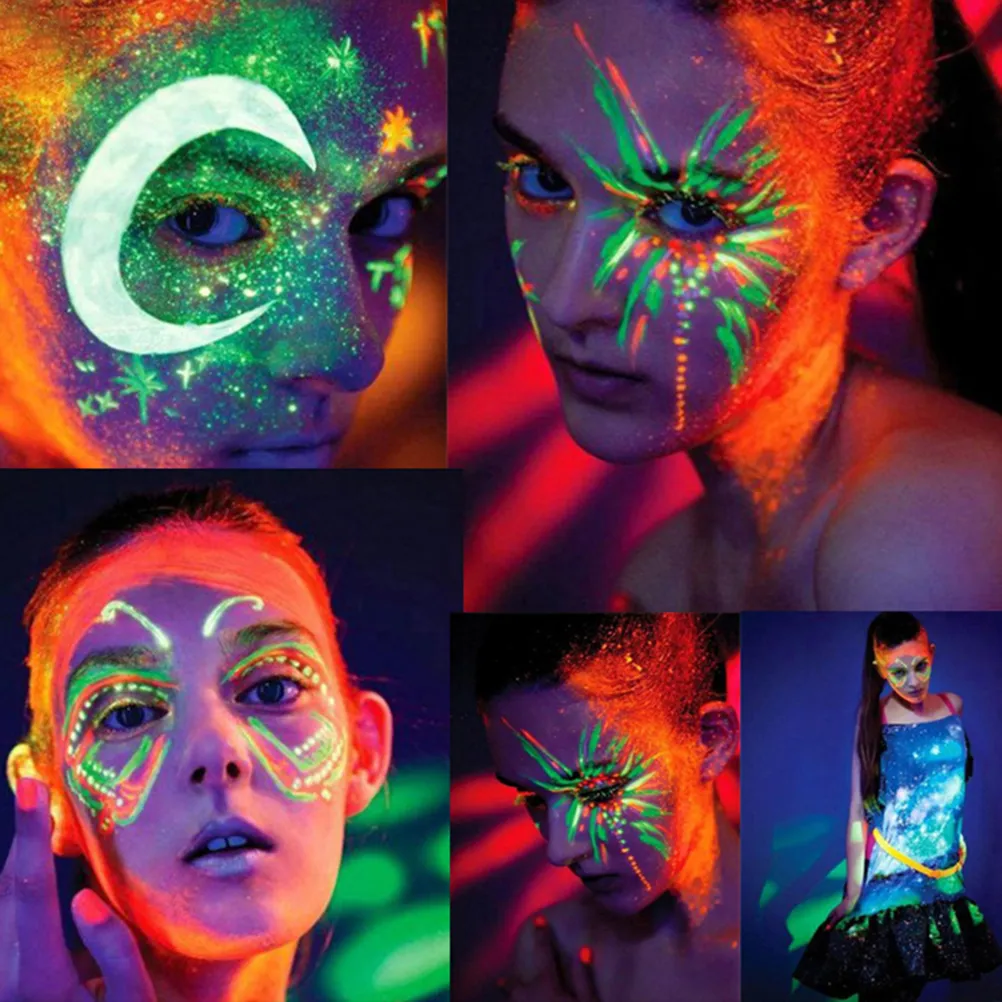 13-Piece Glow in the Dark body paint kit for Tattooing and Makeup ...