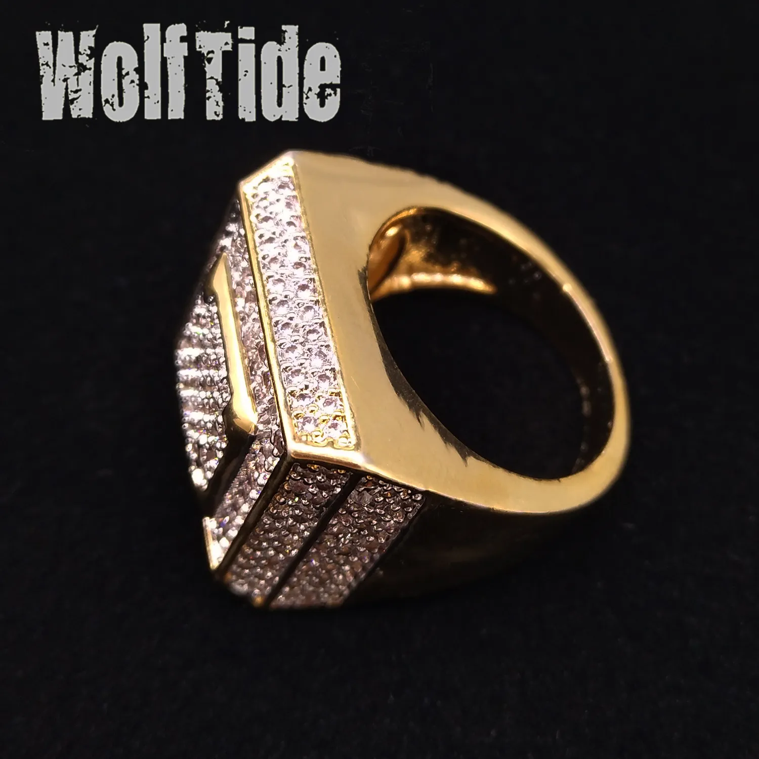 18K Gold Plated White CZ Zirconia Rectangle Rings New In Diamond Hip ...