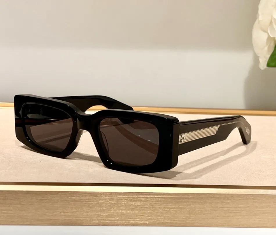 Men's Black Shadow Black Rectangle Sunglasses With Dark Grey Lens For ...