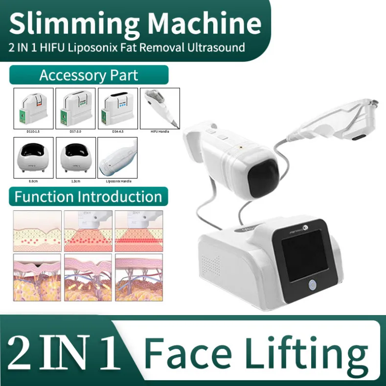 2021 2 In 1 Ultrasound Facial Lifting & HIFU Lipo Fat Removal Hifu Body Slimming Machine For ...