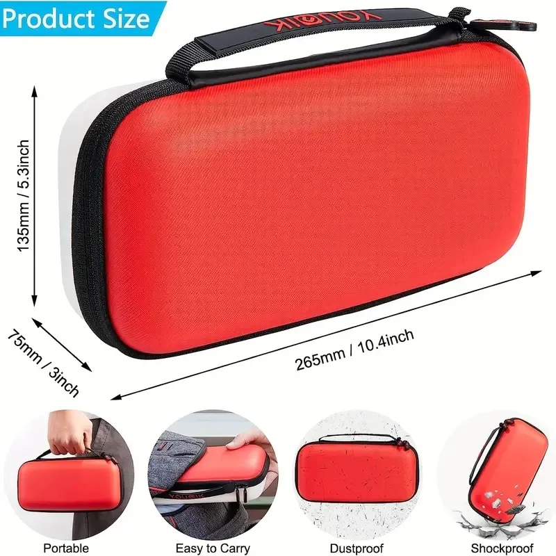 Hard Shell Travel Case for NS Switch/OLED - Green, Red & White - Large ...