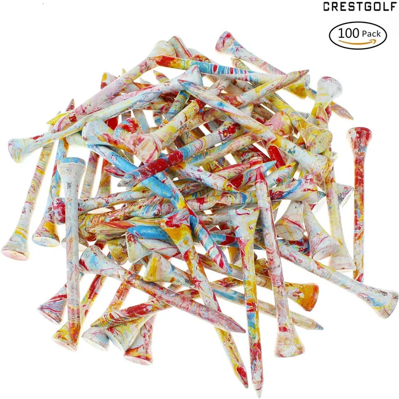 CRESTGOLF 1000 Golf Tees 100 Pack, 70mm, 2.75 Wooden Wood, Colorful ...