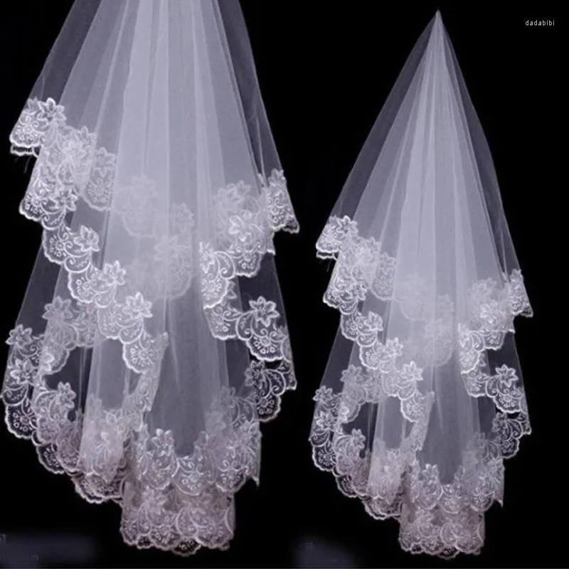 Elegant Lace Applique Wedding Veil - White/Ivory, 1.5M Bridal Veil ...