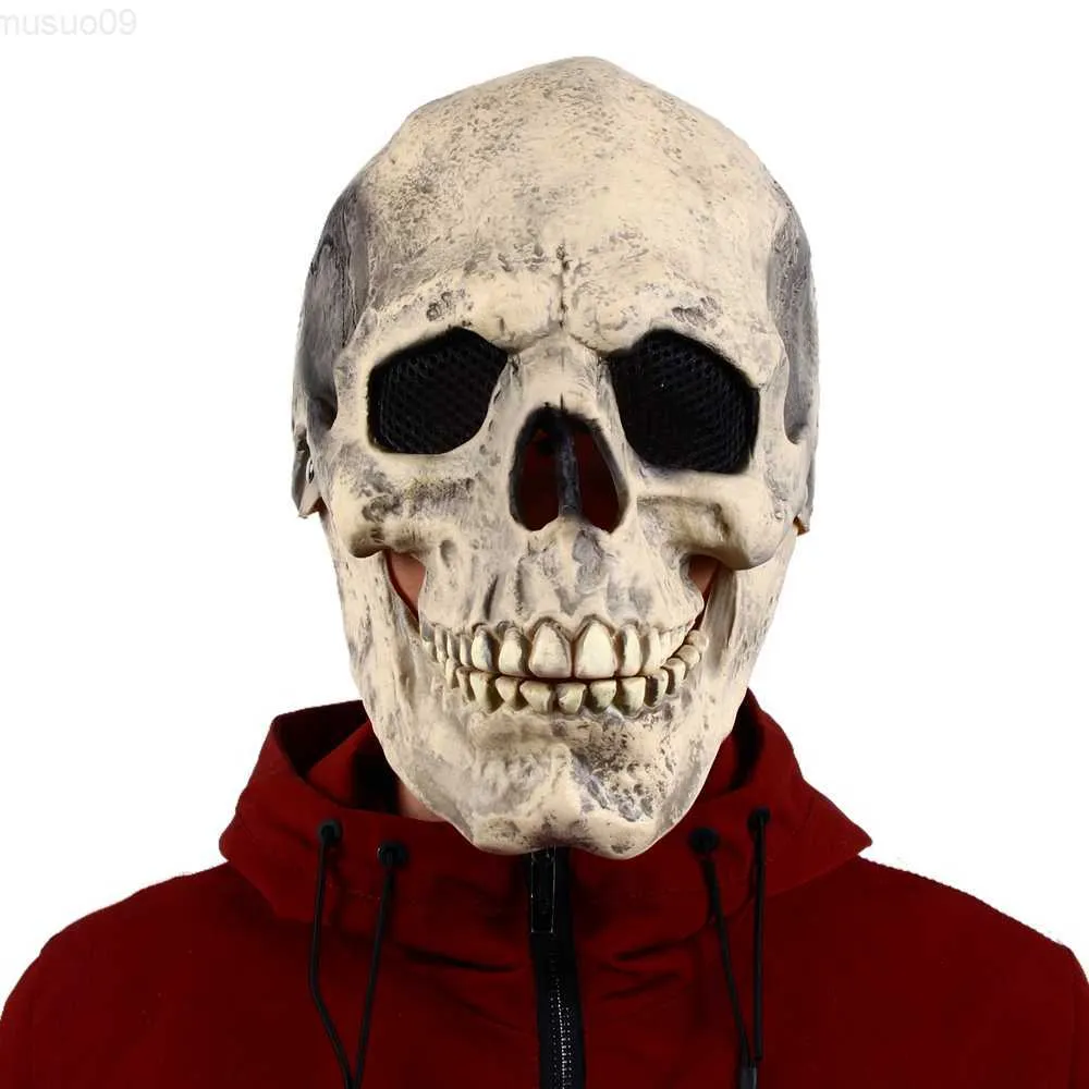 Creepy Halloween Full Head Realistic Skull Halloween Mask With Moving ...