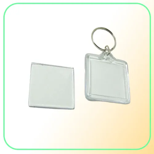 Blank Acrylic Square Keychains Silver-Plated Stainless Steel Keyrings ...